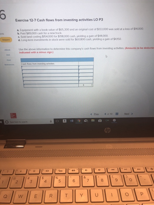 Solved Exercise 12-7 Cash flows from investing activities LO | Chegg.com