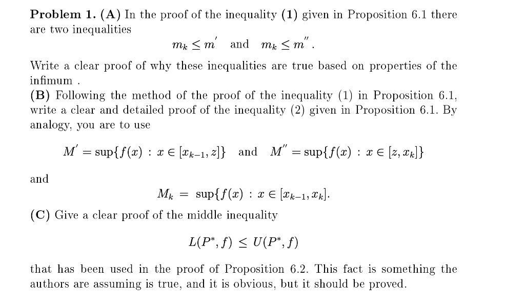 Solved Problem 1. (A) In the proof of the inequality (1) | Chegg.com