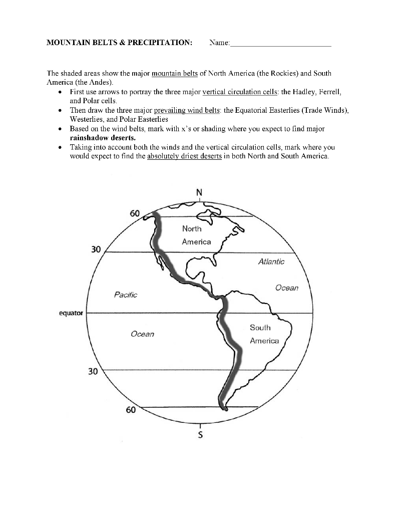 Solved MOUNTAIN BELTS & PRECIPITATION: Name The shaded areas | Chegg.com