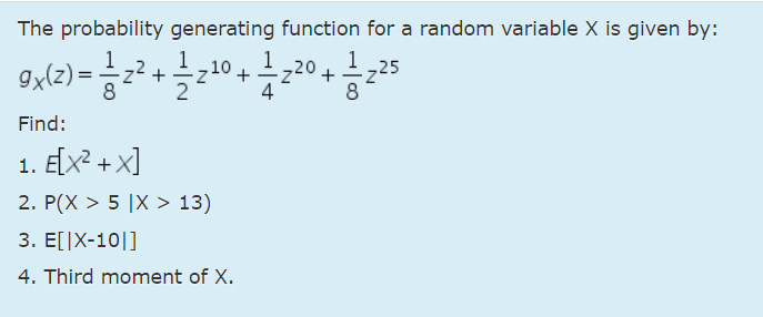 Solved The probability generating function for a random | Chegg.com
