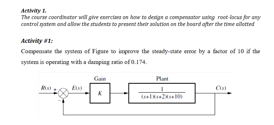 Solved Activity 1. The course coordinator will give | Chegg.com
