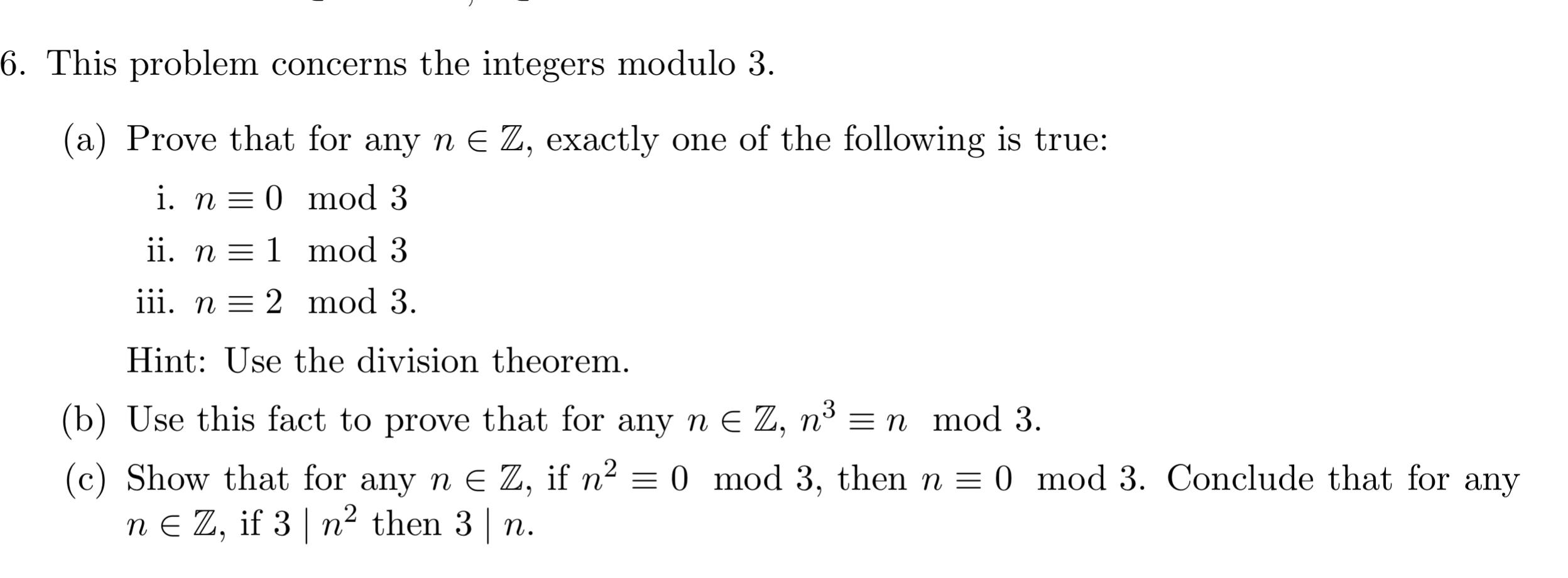 Solved This problem concerns the integers modulo 3 . (a) | Chegg.com