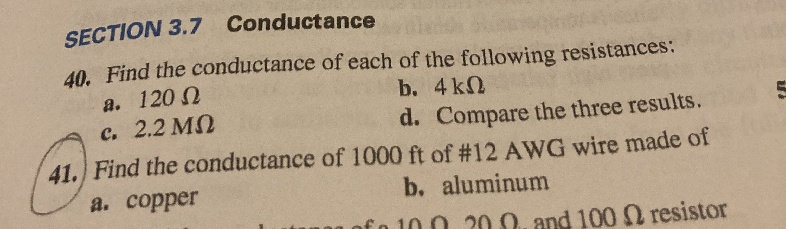 Solved 40. Find the conductance of each of the following | Chegg.com