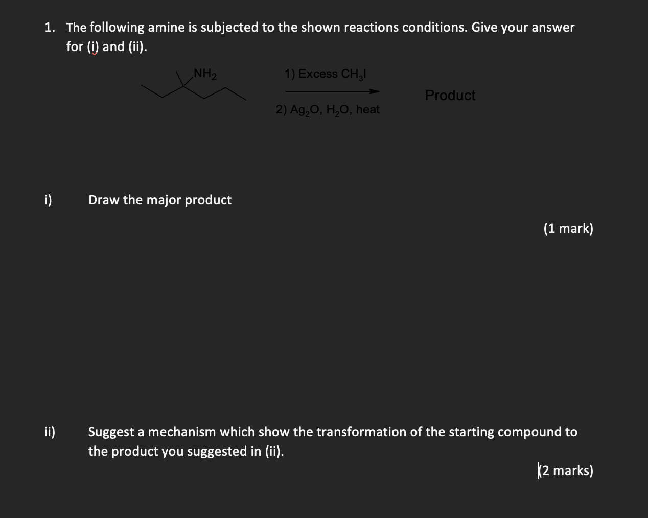Solved 1. The following amine is subjected to the shown | Chegg.com