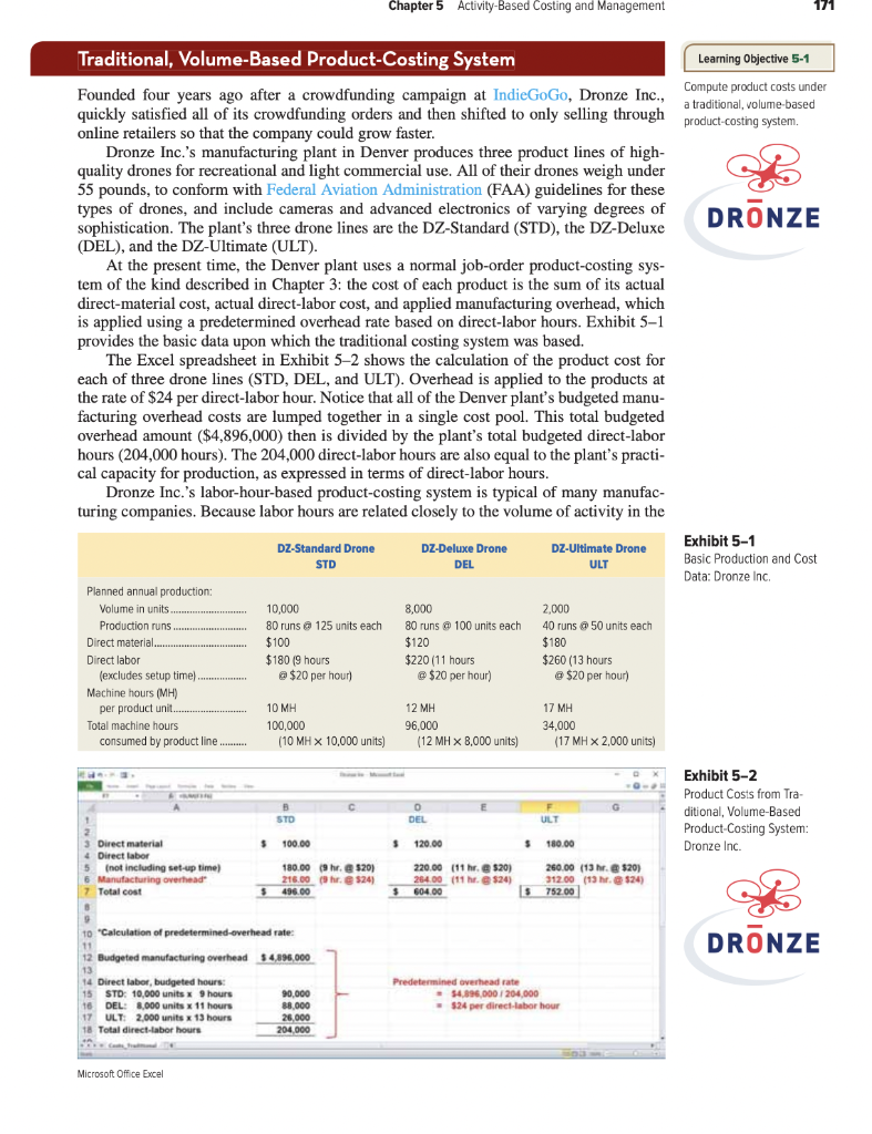 Exhibit 5-1 Basic Production and Cost Data: Dronze | Chegg.com