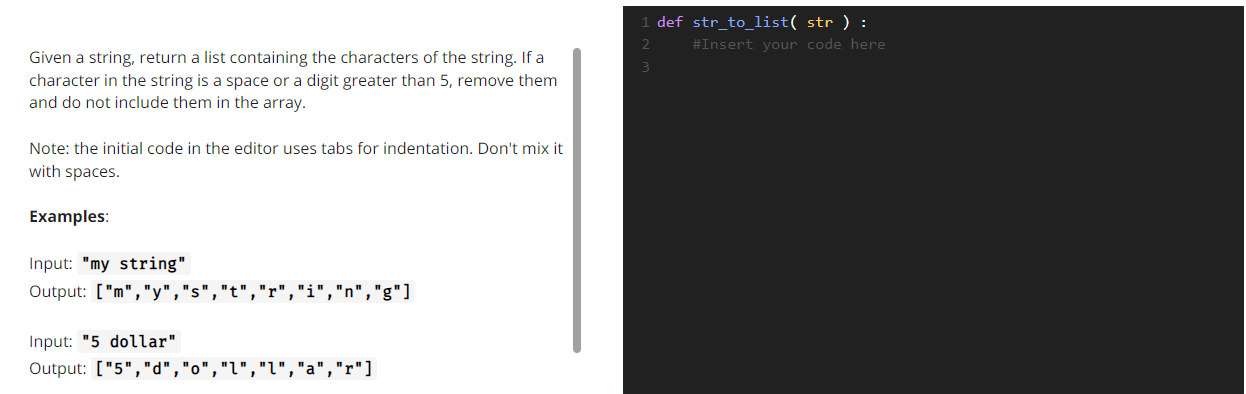 Solved 1 def str_to_list( str) : #Insert your code here | Chegg.com