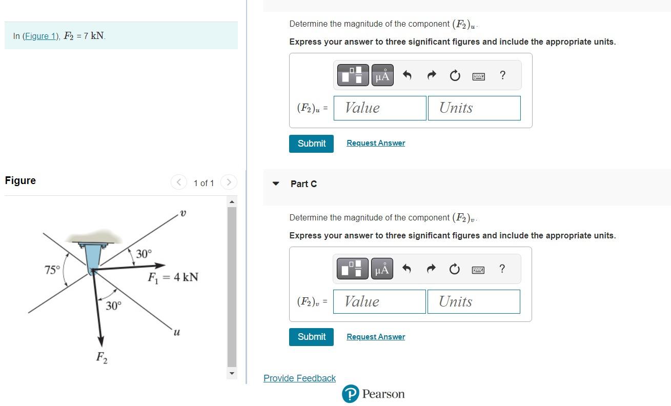 Solved Determine the magnitude of the component (F2)u. | Chegg.com