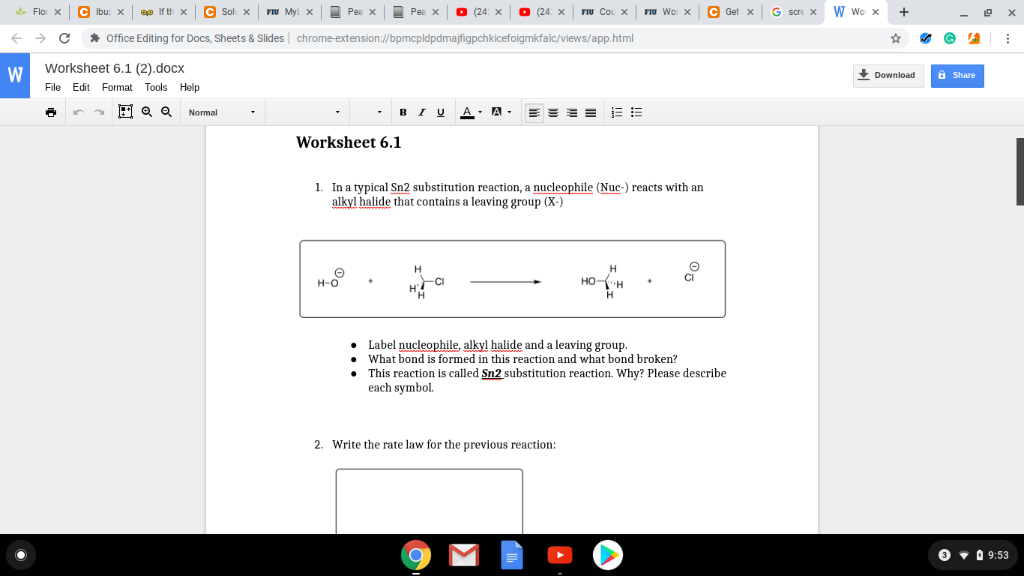 Solved Worksheet 6.1 In a typical Sn2 | Chegg.com