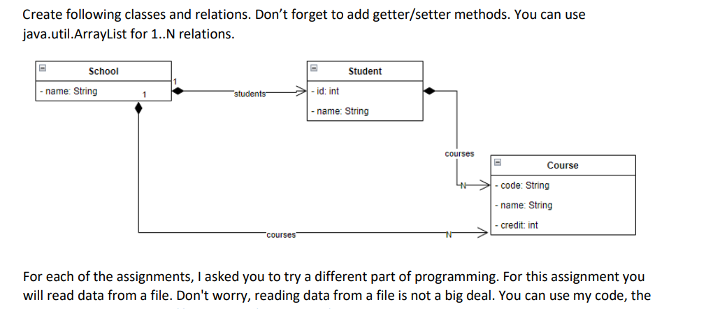 Create following classes and relations. Don't forget | Chegg.com Create following classes and relations. Don't forget | Chegg.com