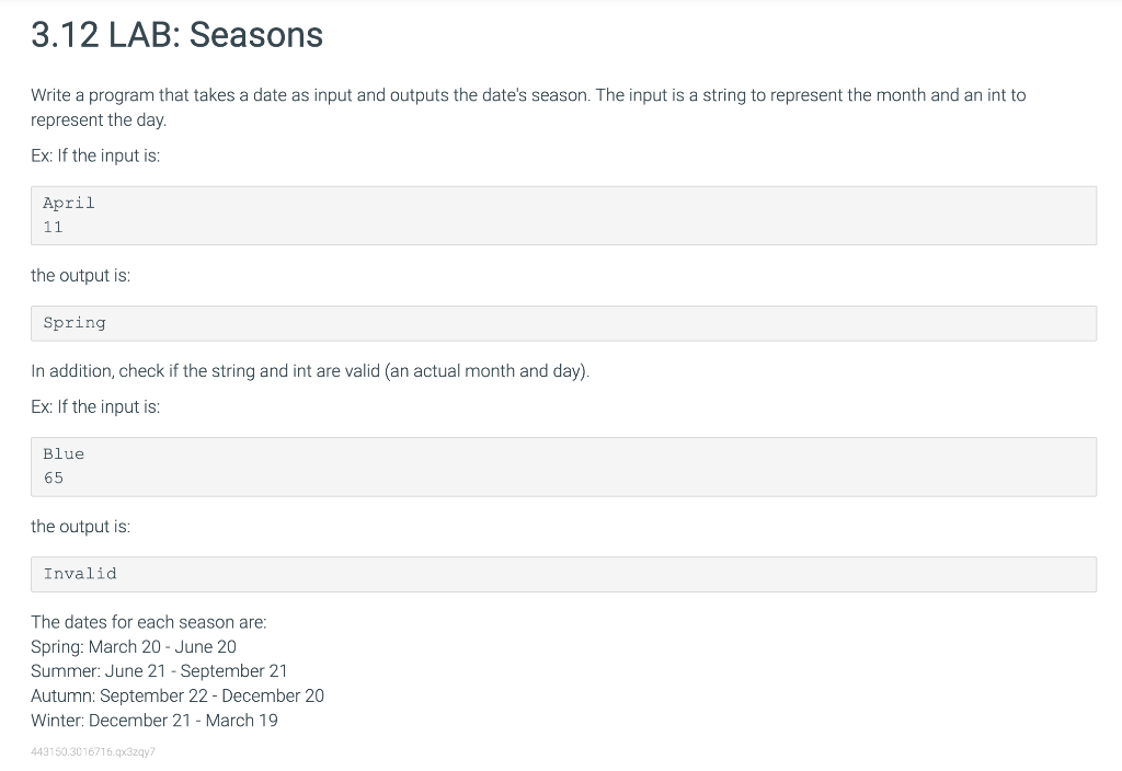 Solved Write a program that takes a date as input and | Chegg.com