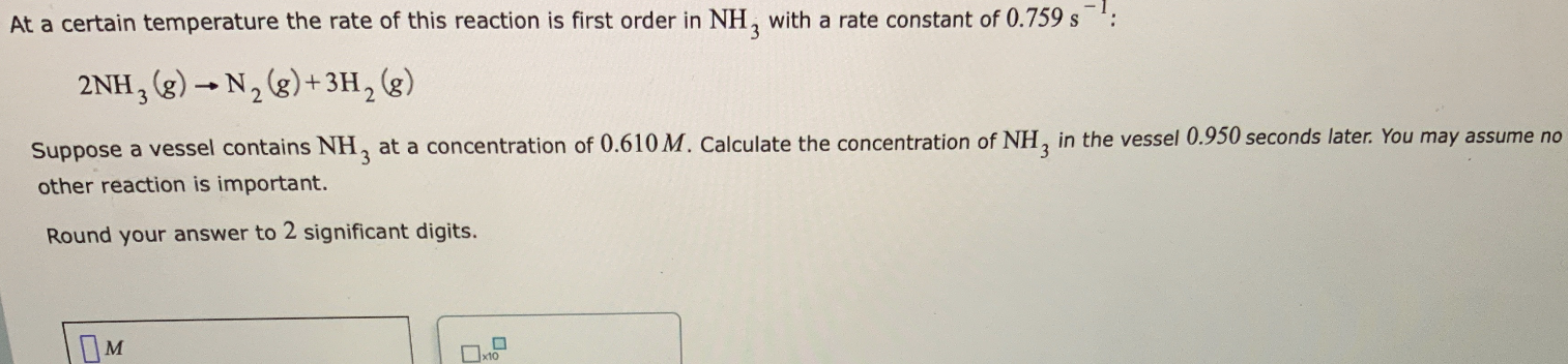 Solved At A Certain Temperature The Rate Of This Reaction Is