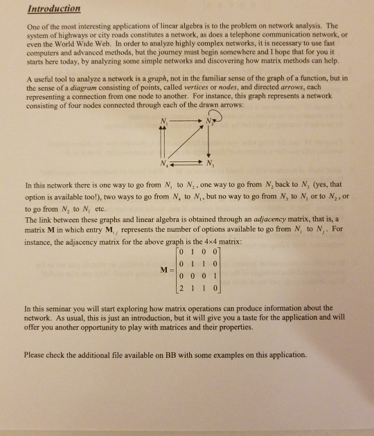 Solved Introduction One of the most interesting applications | Chegg.com