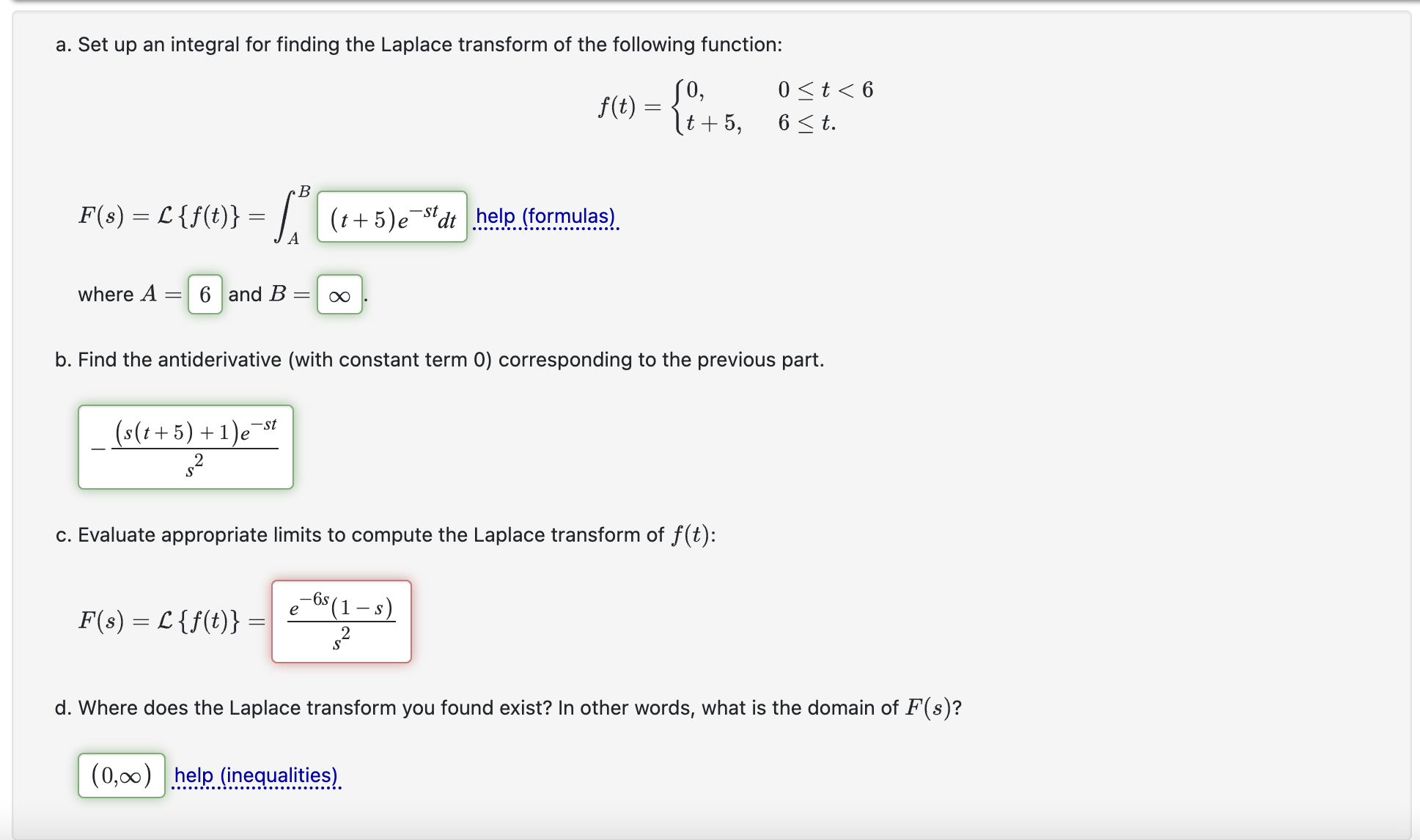 Solved a. Set up an integral for finding the Laplace | Chegg.com