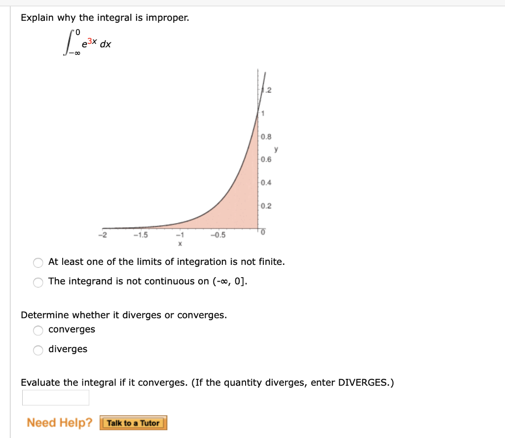 Solved Determine whether the improper integral diverges or | Chegg.com