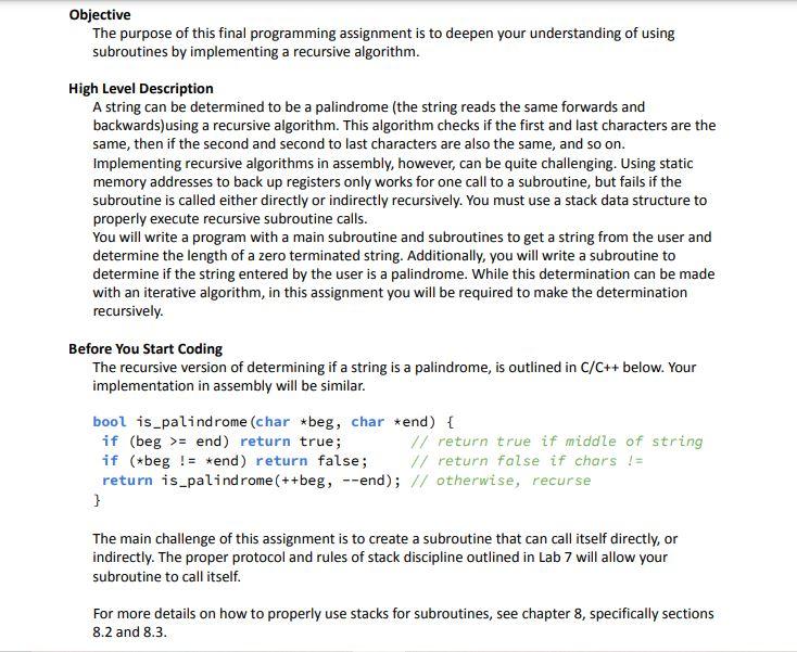 Solved Objective The purpose of this final programming | Chegg.com