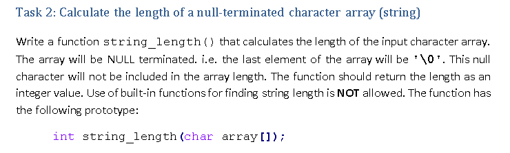 Solved Task 2: Calculate the length of a null-terminated | Chegg.com