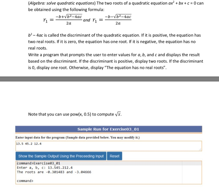 Solved (Algebra: solve quadratic equations) The two roots of | Chegg.com
