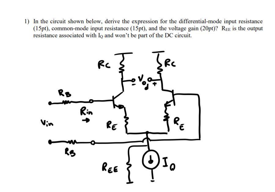 1) In the circuit shown below, derive the expression | Chegg.com