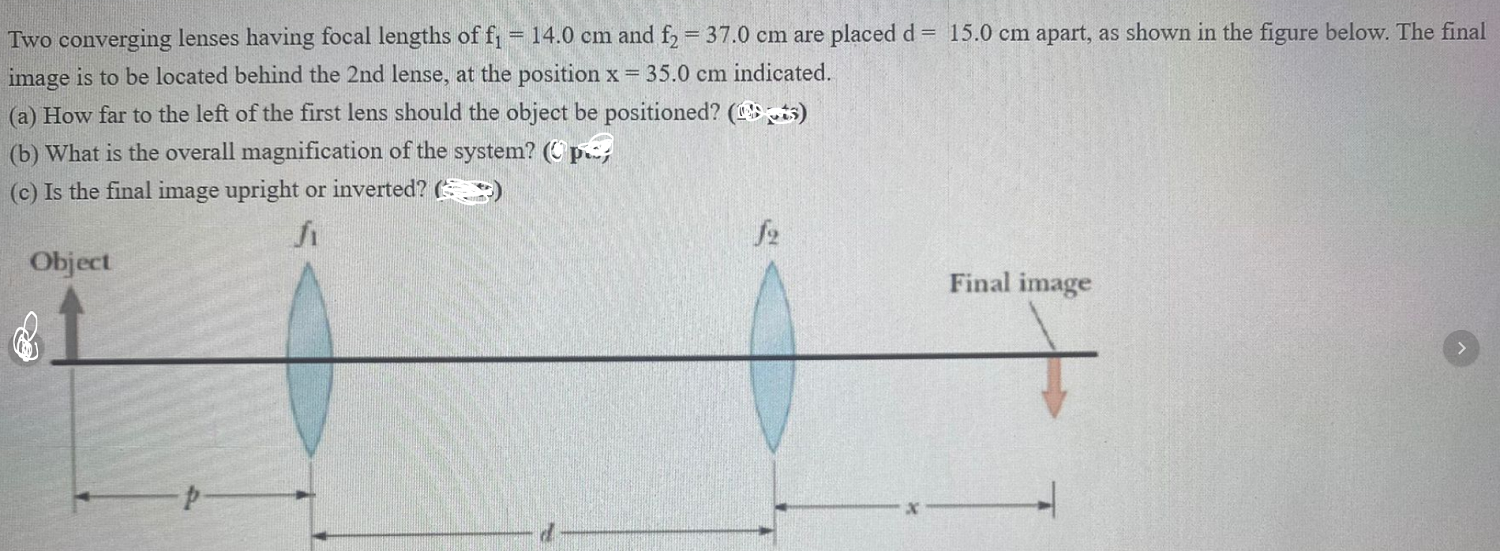 Solved Two Converging Lenses Having Focal Lengths Of F1