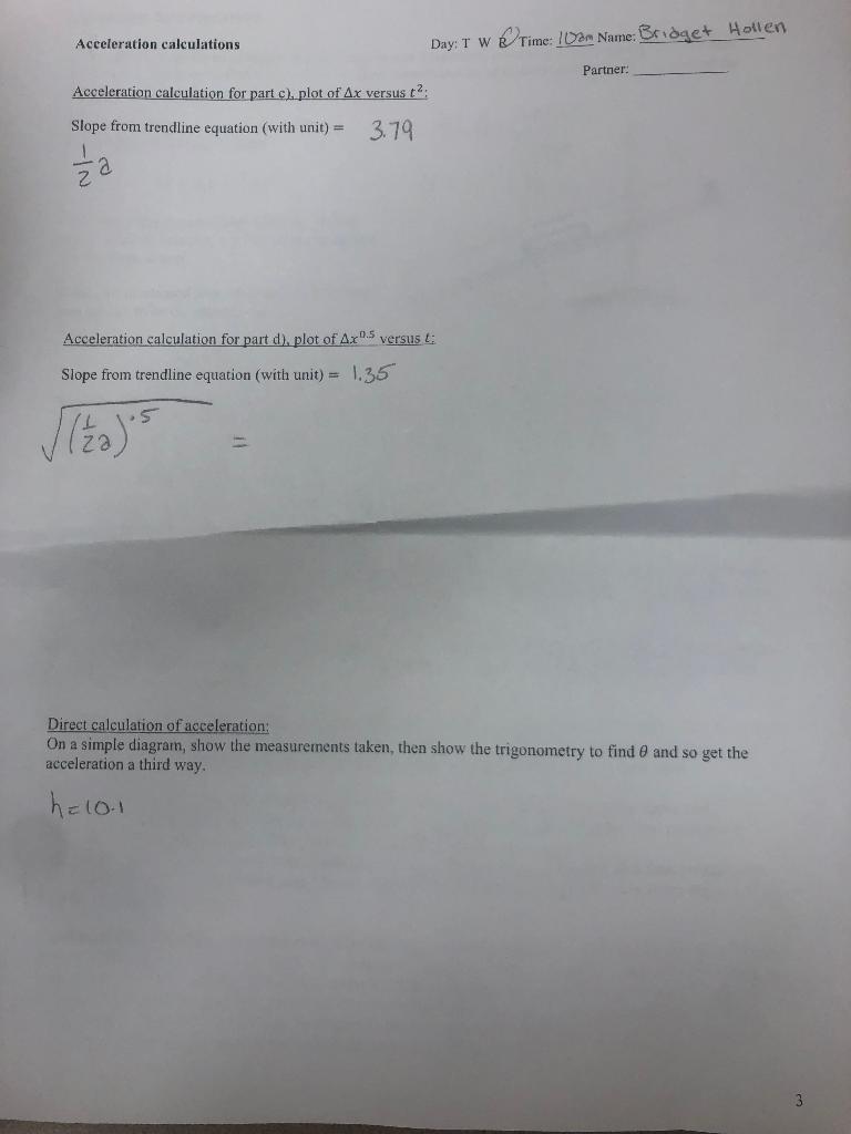 Solved Acceleration calculations for part c, plot of delta | Chegg.com