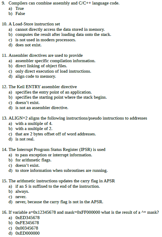 Solved 9. Compilers can combine assembly and C/C++ language | Chegg.com