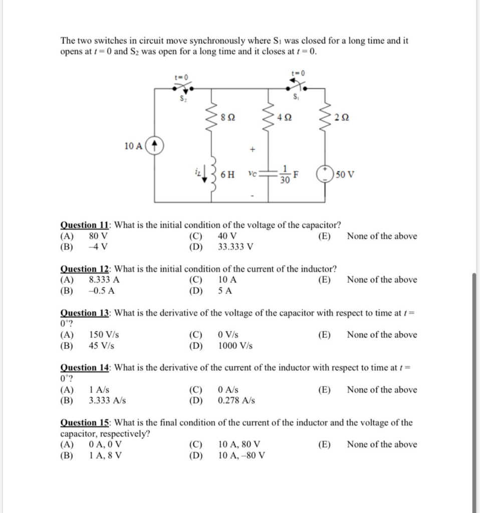 Solved The two switches in circuit move synchronously where | Chegg.com