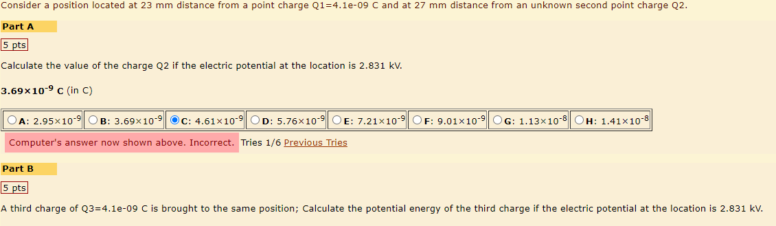 Solved 3.69×10−9C (in C) | Chegg.com