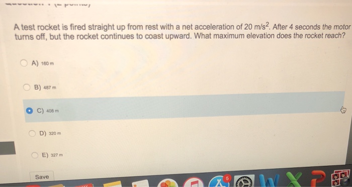 Solved A test rocket is fired straight up from rest with a | Chegg.com