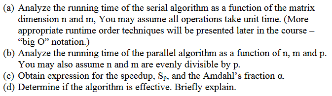 Solved Consider a parallel matrix vector multiplication | Chegg.com
