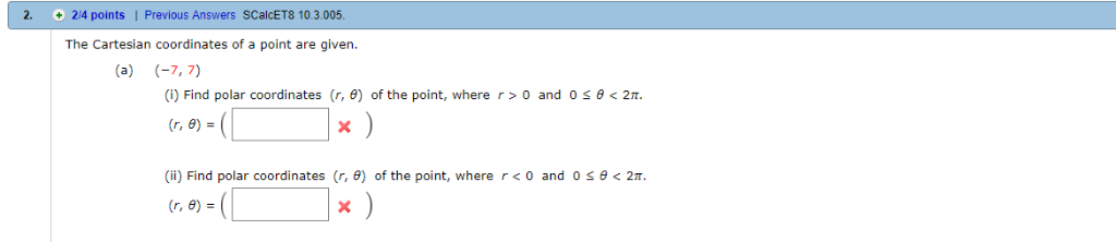 Solved 2 214 points | Previous Answers SCalcET8 10.3.005 The | Chegg.com