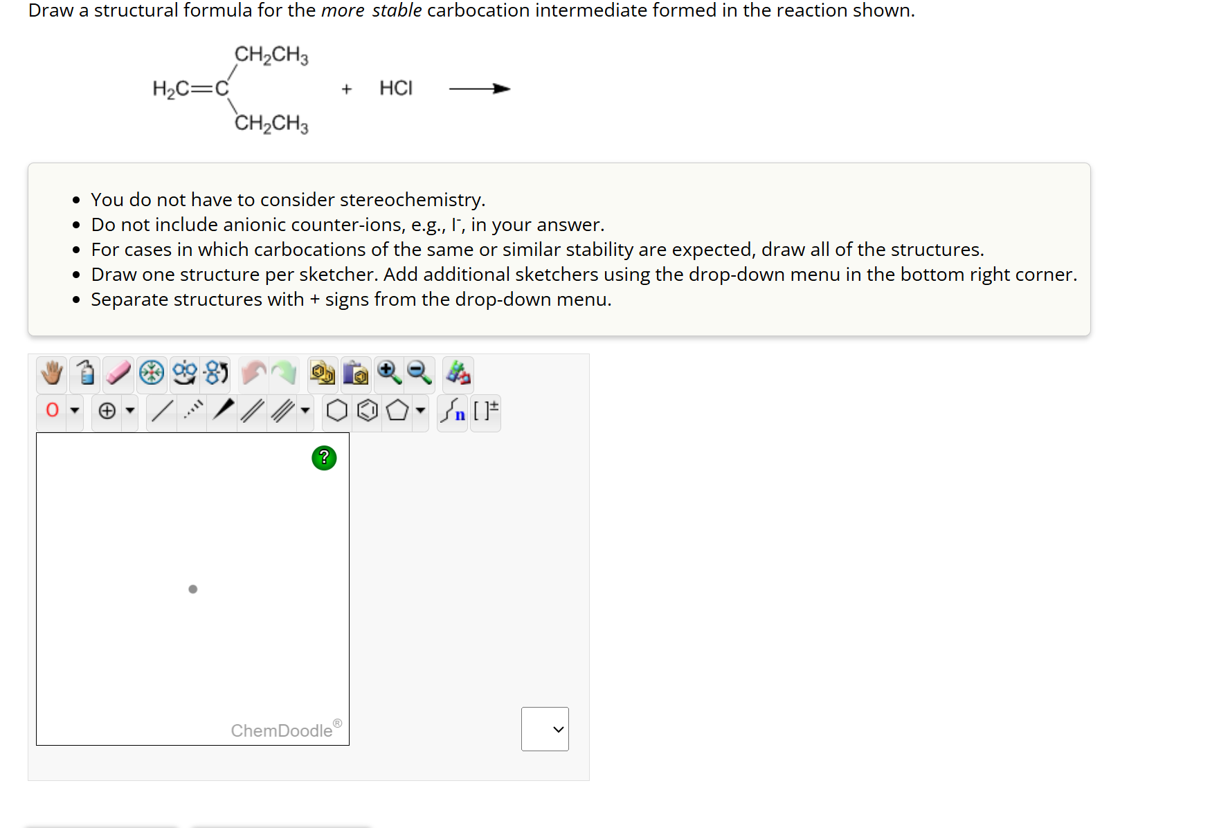 Solved Draw a structural formula for the more stable | Chegg.com