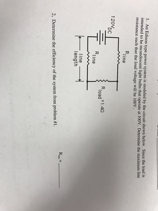 Solved An Edison type power system is modeled by the circuit | Chegg.com