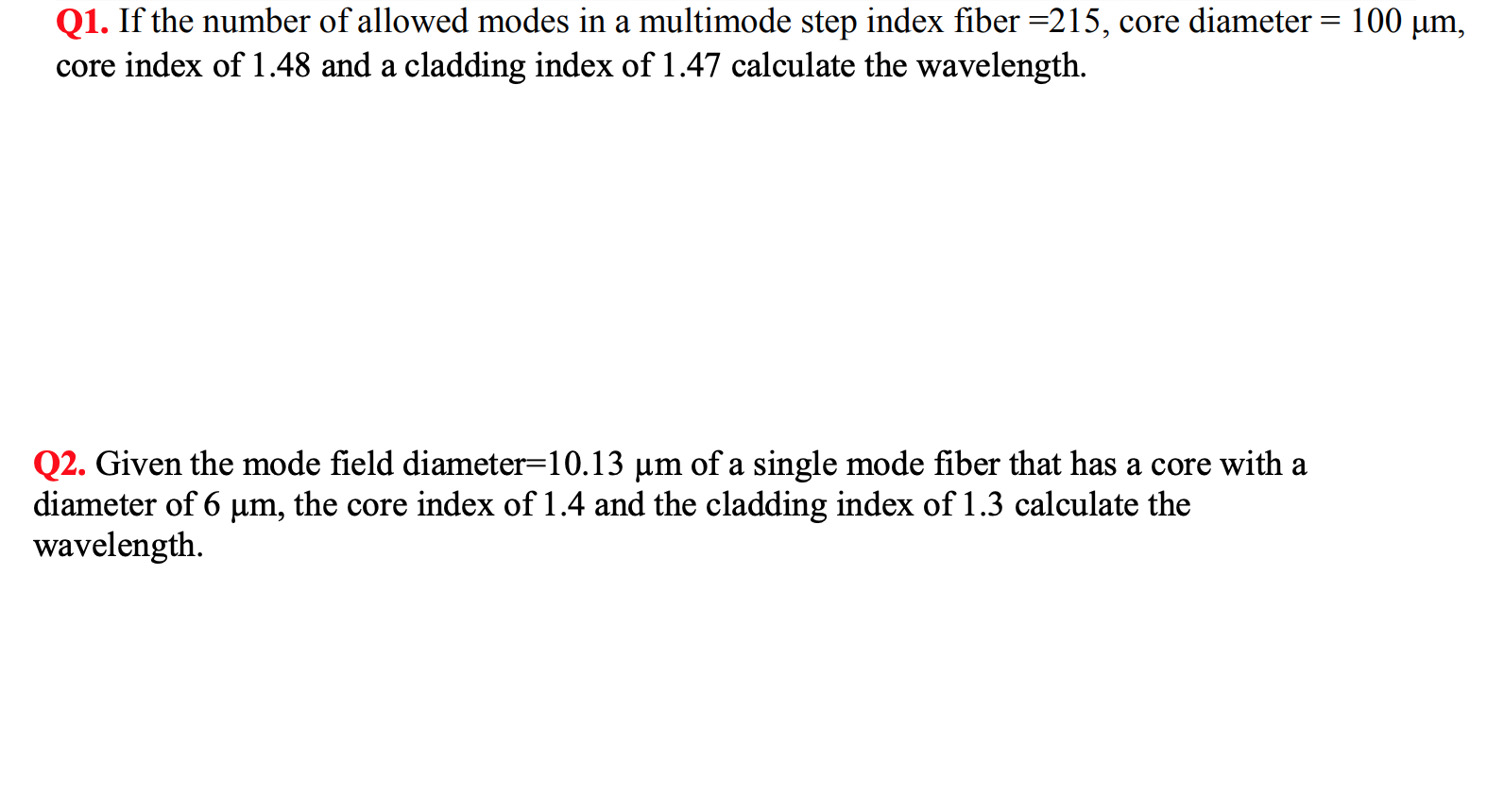 Solved Q1. If the number of allowed modes in a multimode | Chegg.com
