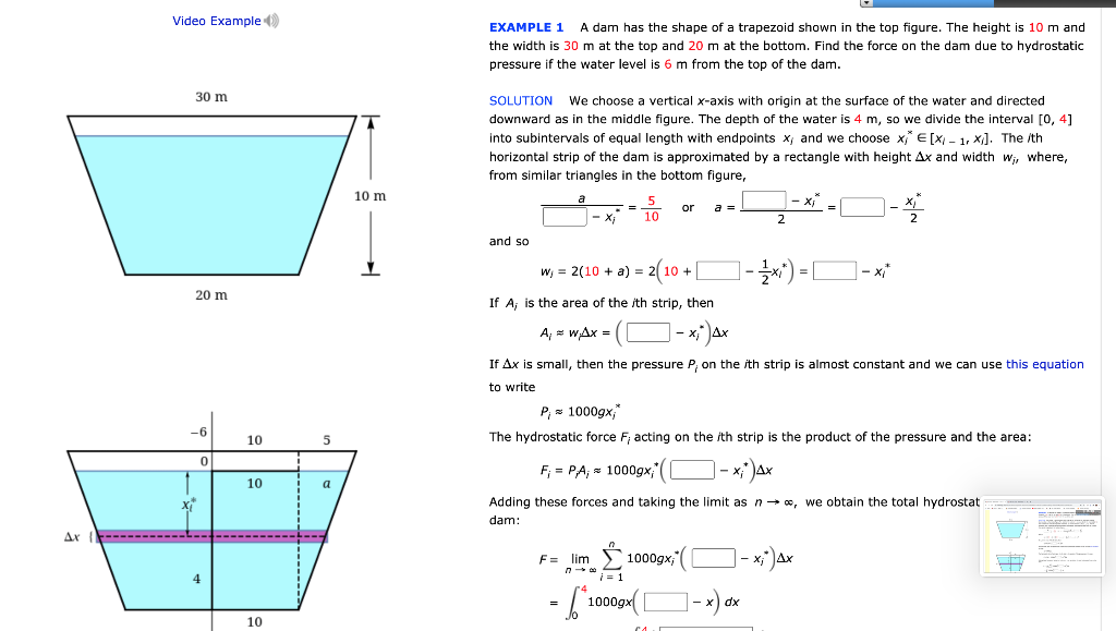 Solved Video Example EXAMPLE 1 A dam has the shape of a | Chegg.com