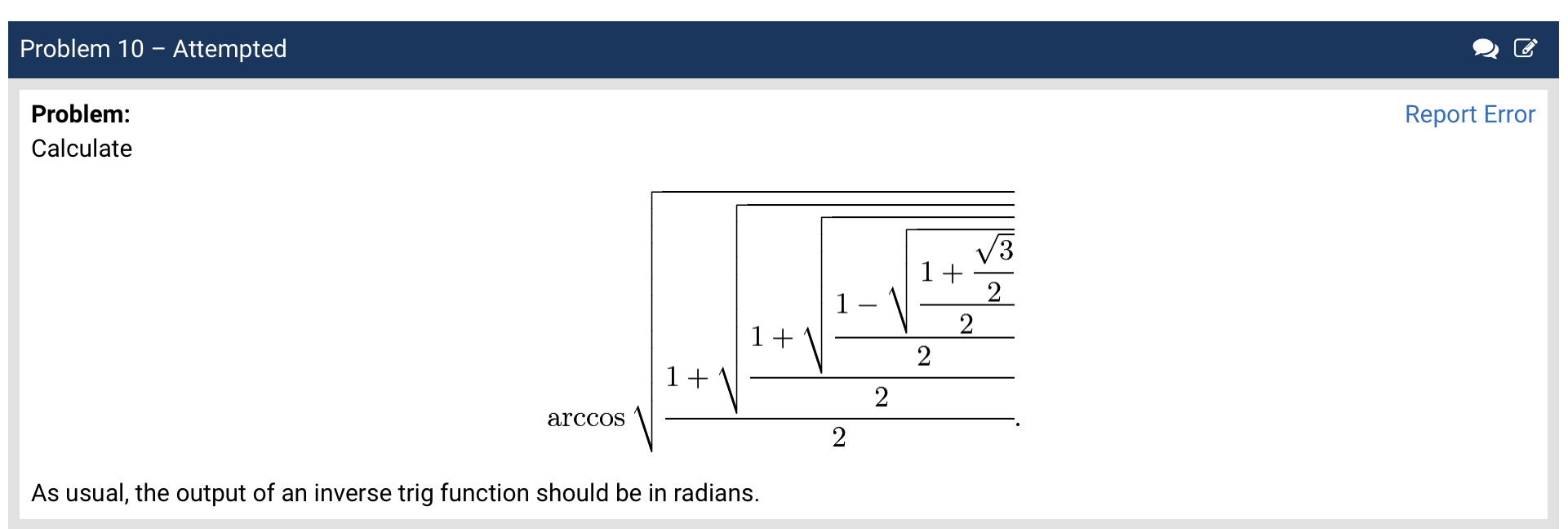 Solved Problem 10 - ﻿AttemptedProblem:Report | Chegg.com