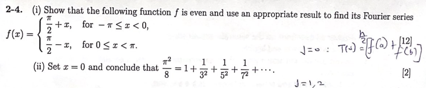 Solved 2-4. (i) ﻿Show that the following function f ﻿is even | Chegg.com