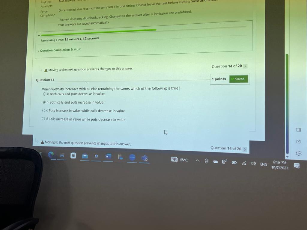 Solved When the stock price increases with all else | Chegg.com