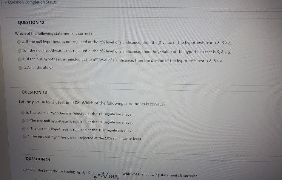 Solved * Question Completion Status: QUESTION 12 Which of | Chegg.com