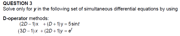 Solved Solve only for y in the following set of simultaneous | Chegg.com