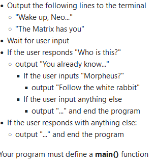 Solved - Output the following lines to the terminal "Wake | Chegg.com