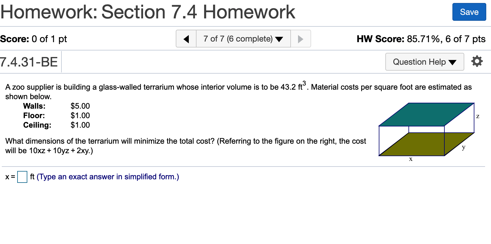 Solved Homework Section 7 4 Homework Save Score 0 Of 1 Pt