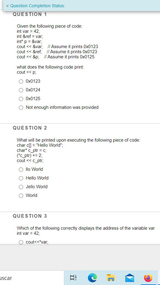 Solved Question Completion Status: QUESTION 1 Given the | Chegg.com