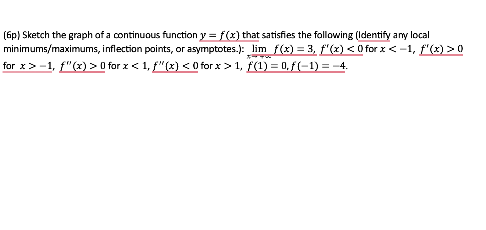 Solved (6p) Sketch the graph of a continuous function y=f(x) | Chegg.com