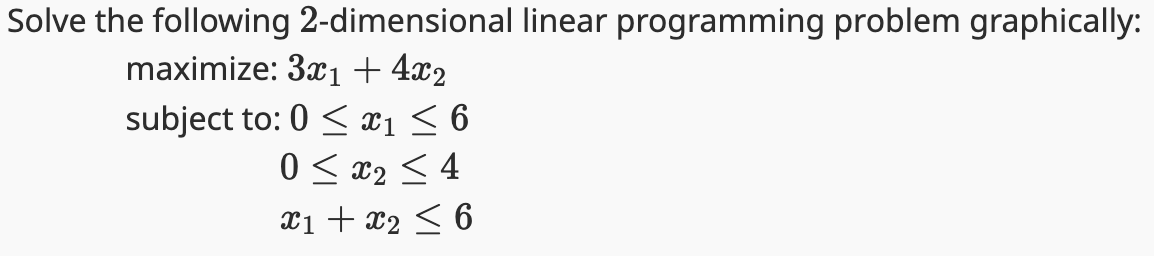 Solved Solve the following 2-dimensional linear programming | Chegg.com