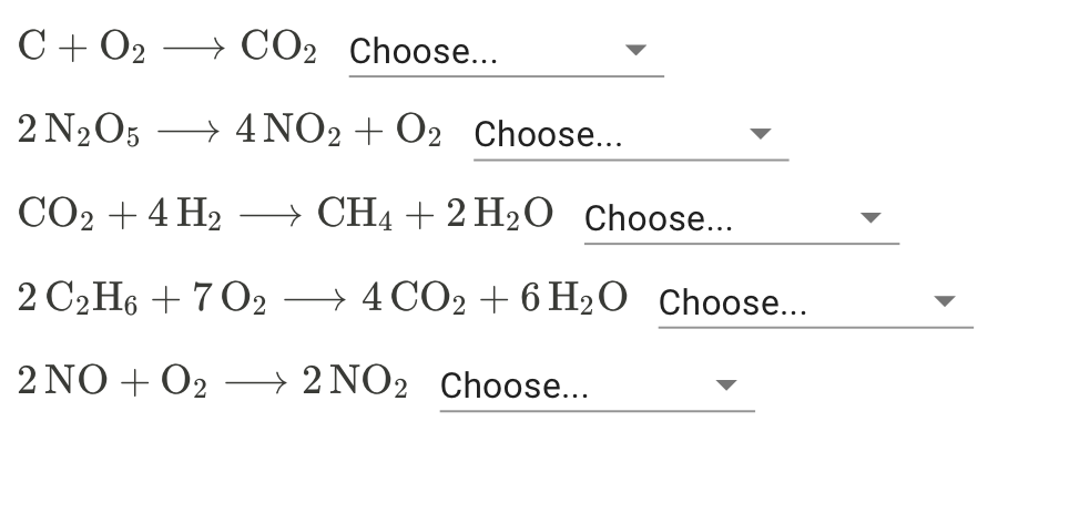 Solved Select the coefficients necessary to balance each | Chegg.com