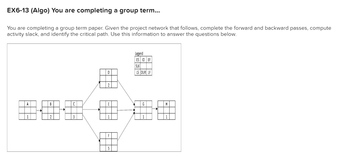 Solved EX6-13 (Algo) You are completing a group term... You | Chegg.com