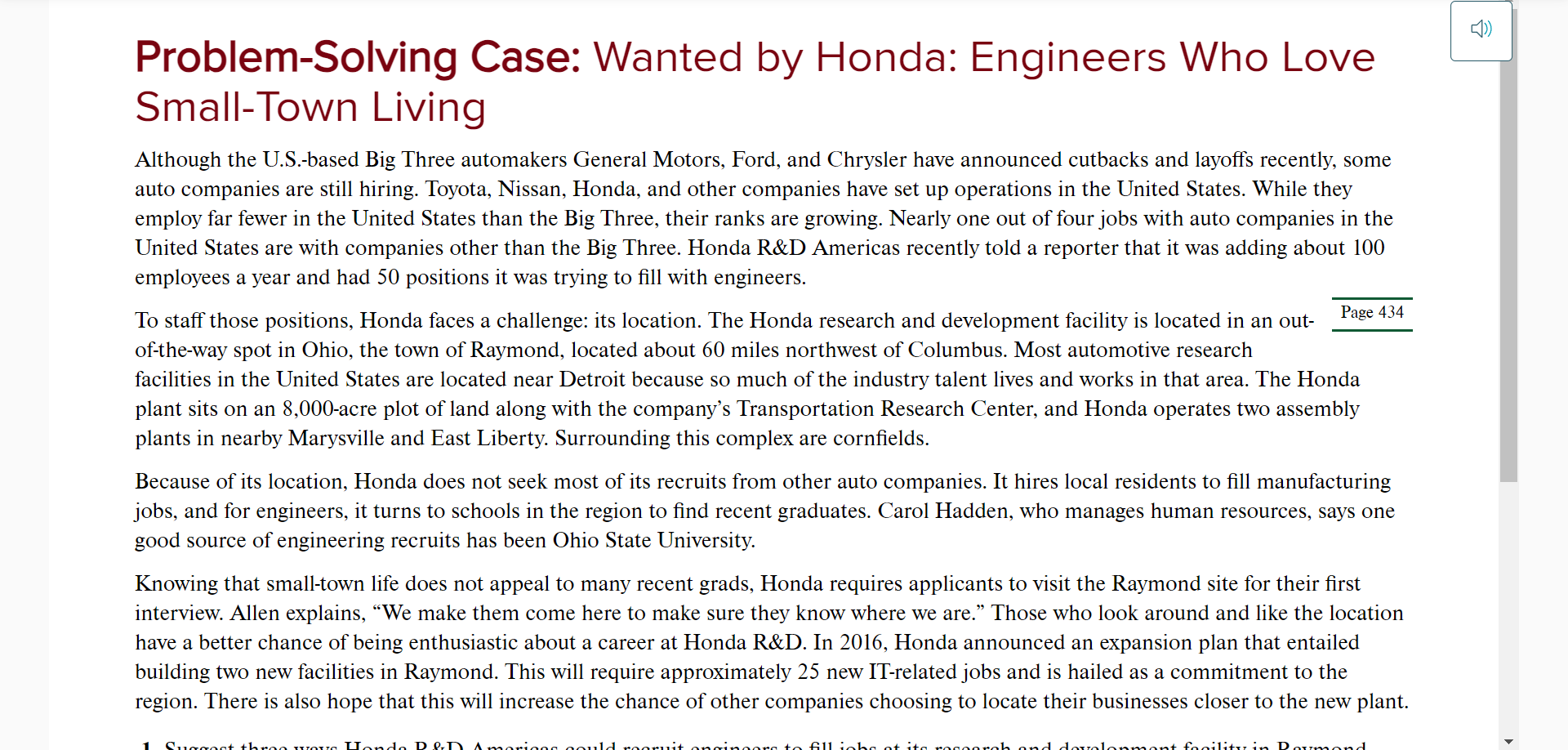Solved Problem-Solving Case: Wanted by Honda: Engineers Who | Chegg.com