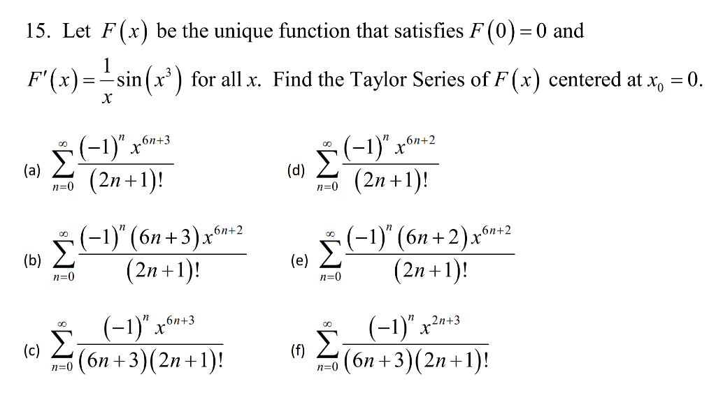 Solved Let F(x) be the unique function that satisfies F(0) = | Chegg.com