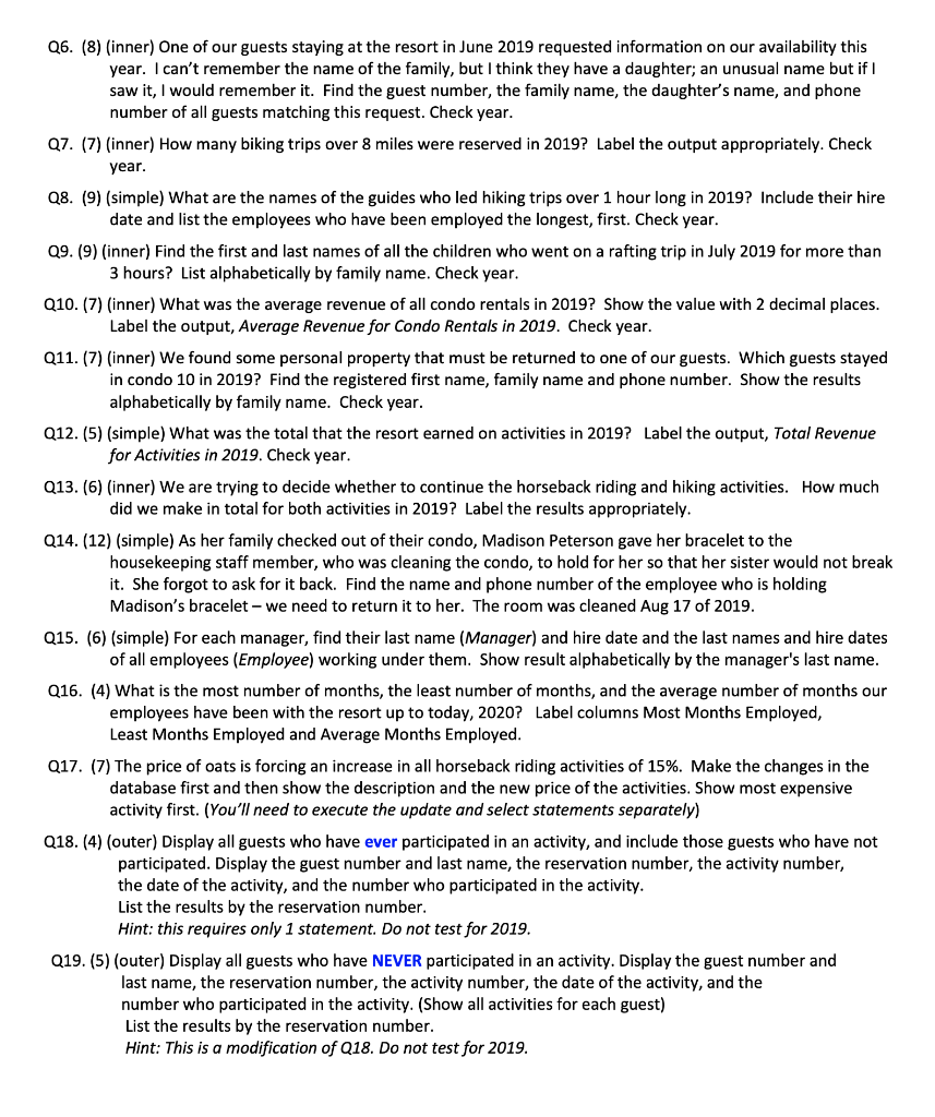 Assignment 3 - Simple Queries & Joins (125 points) | Chegg.com