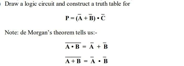 Solved Draw a logic circuit and construct a truth table for | Chegg.com